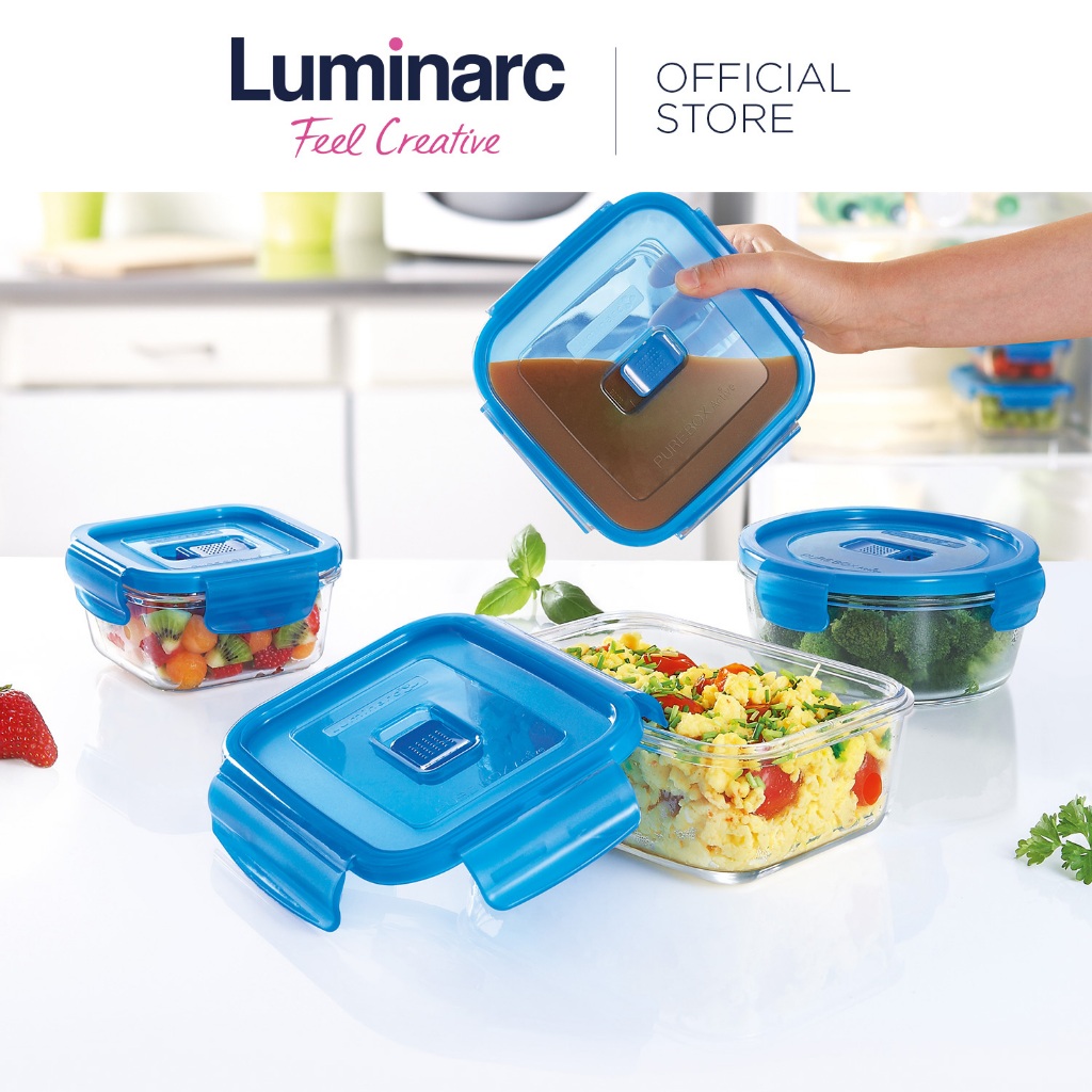 Luminarc 3 pcs Food Storage Pure Box Active Square Food Container Set ...