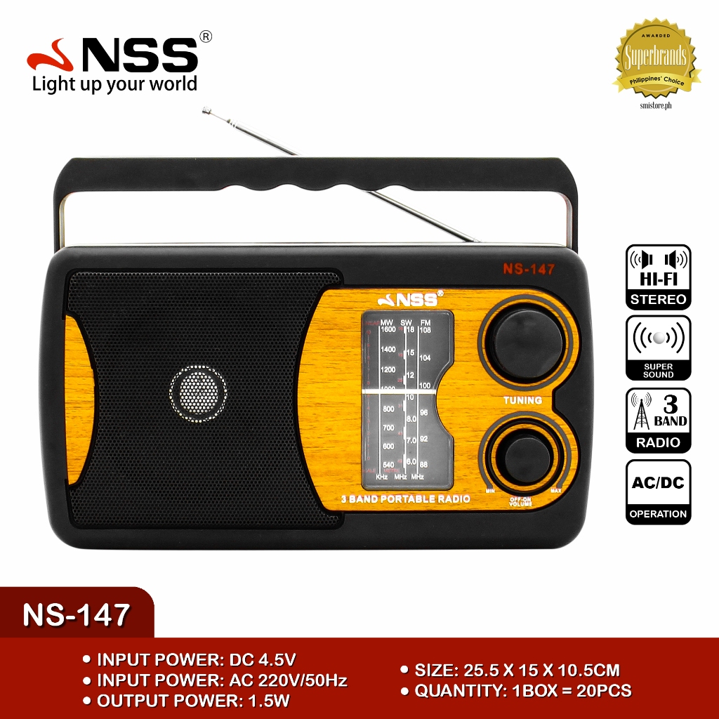 NSS Portable Radio FM/MW/SW BAND Multimedia Speaker System Radio Transistor NS-147 | Shopee ...