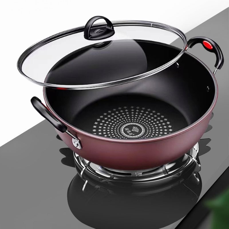 Soup Pot with Lid Non-Stick Wok Frying Pan Induction Cooker Thickened ...