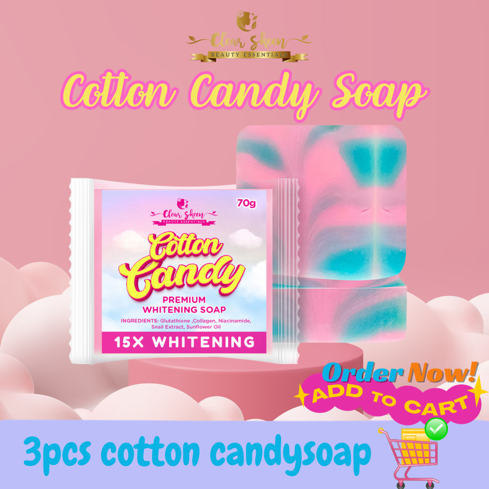 3pcs Cotton Candy Whitening and moisturizing bar soap with Glutathione ...