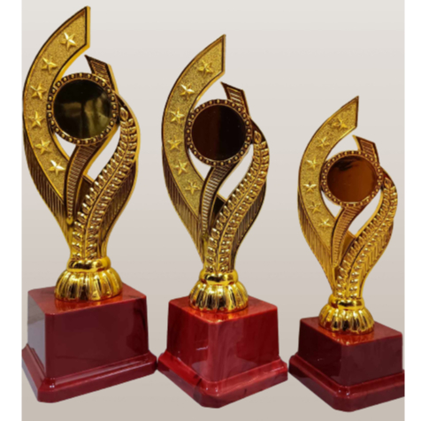 UNIVERSAL PLASTIC GOLD TROPHY SET OF 3 Height 27CM / 24CM / 20CM ...