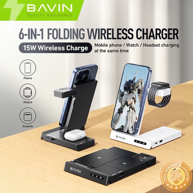 BAVIN PC1069 Portable Multi-functional 6in1 Wireless Docking Charger ...