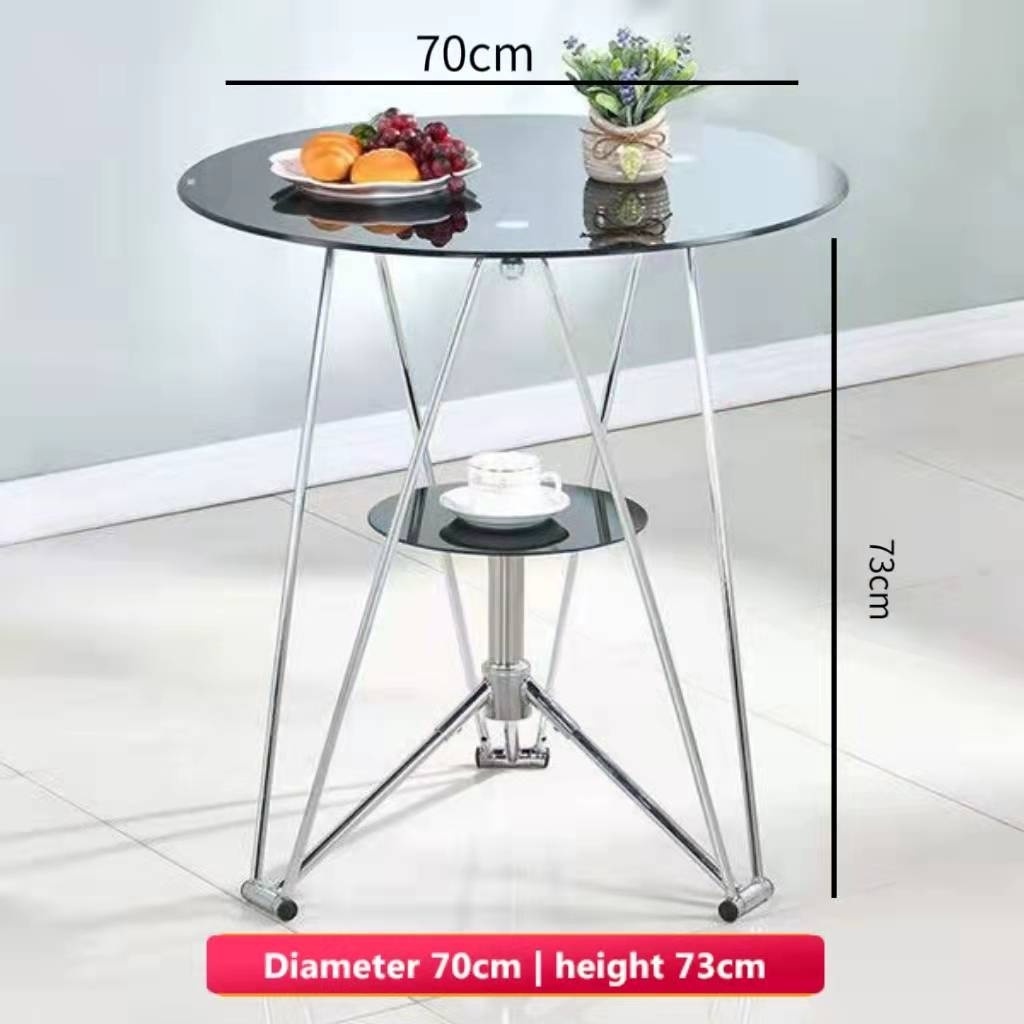 Modern simple style tempered glass round table Coffee table | Shopee ...