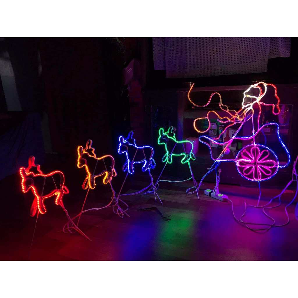 Santa claus and 4 Reindeers Christmas LED lights | Shopee Philippines