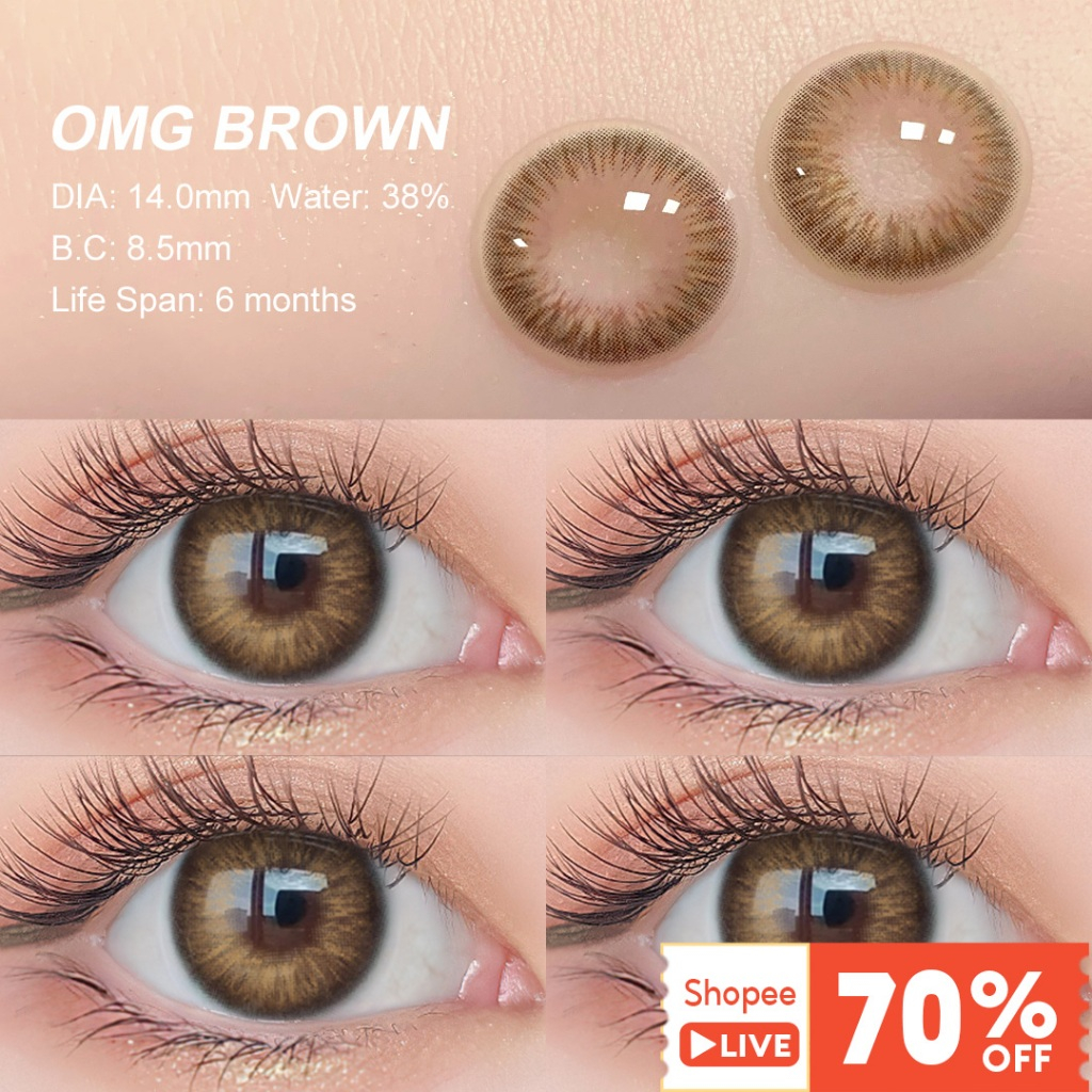 2023 New OMG brown contact lens Contacts for Eyes Beautiful Korea 14mm graded 0.0 doll eyes ...