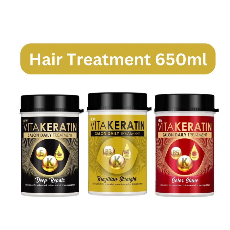 Vitakeratin Hair Treatment 650 ml Brazillian Straight Deep Repair Color Shine Conditioner ...