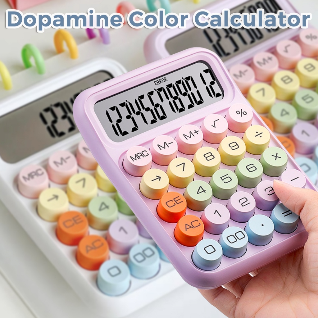 Candy Color Calculator 12 Digits Large Display Mechanical Dot Keyboard ...