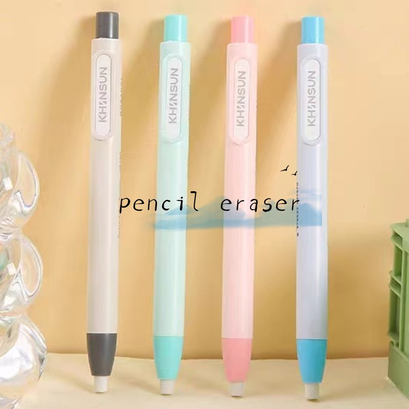 Press Retractable Pencil Rubber School Supplies Set Correction Color ...