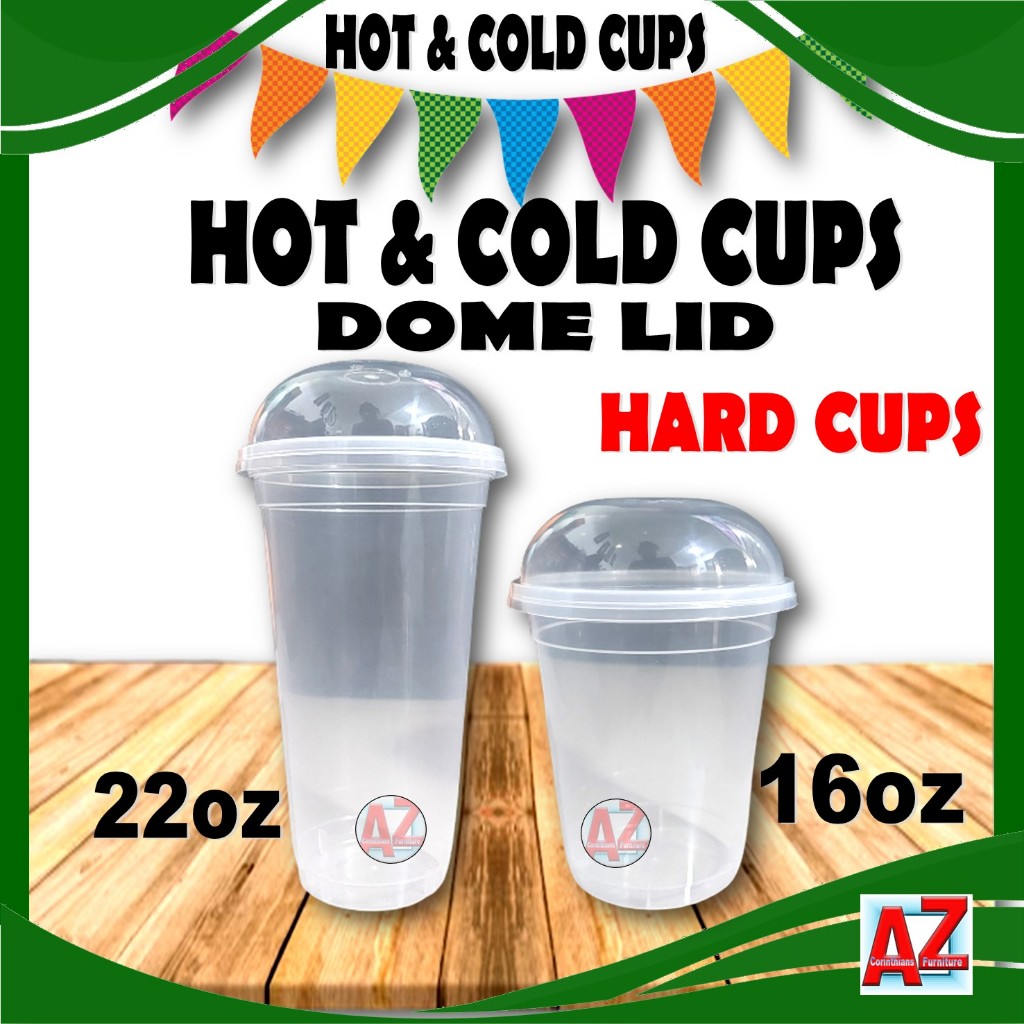 25 set -(HARD CUPS) Plastic Milk tea cups, Good for HOT & COLD with Lid ...