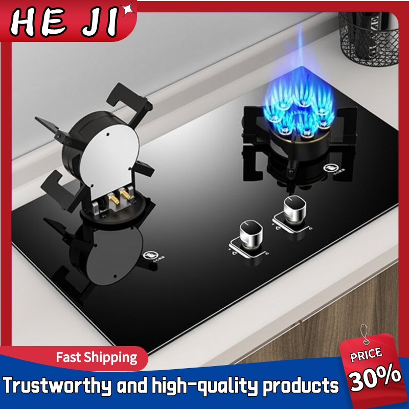 Tempered Glass double burner gas stove embedded desktop liquefied ...