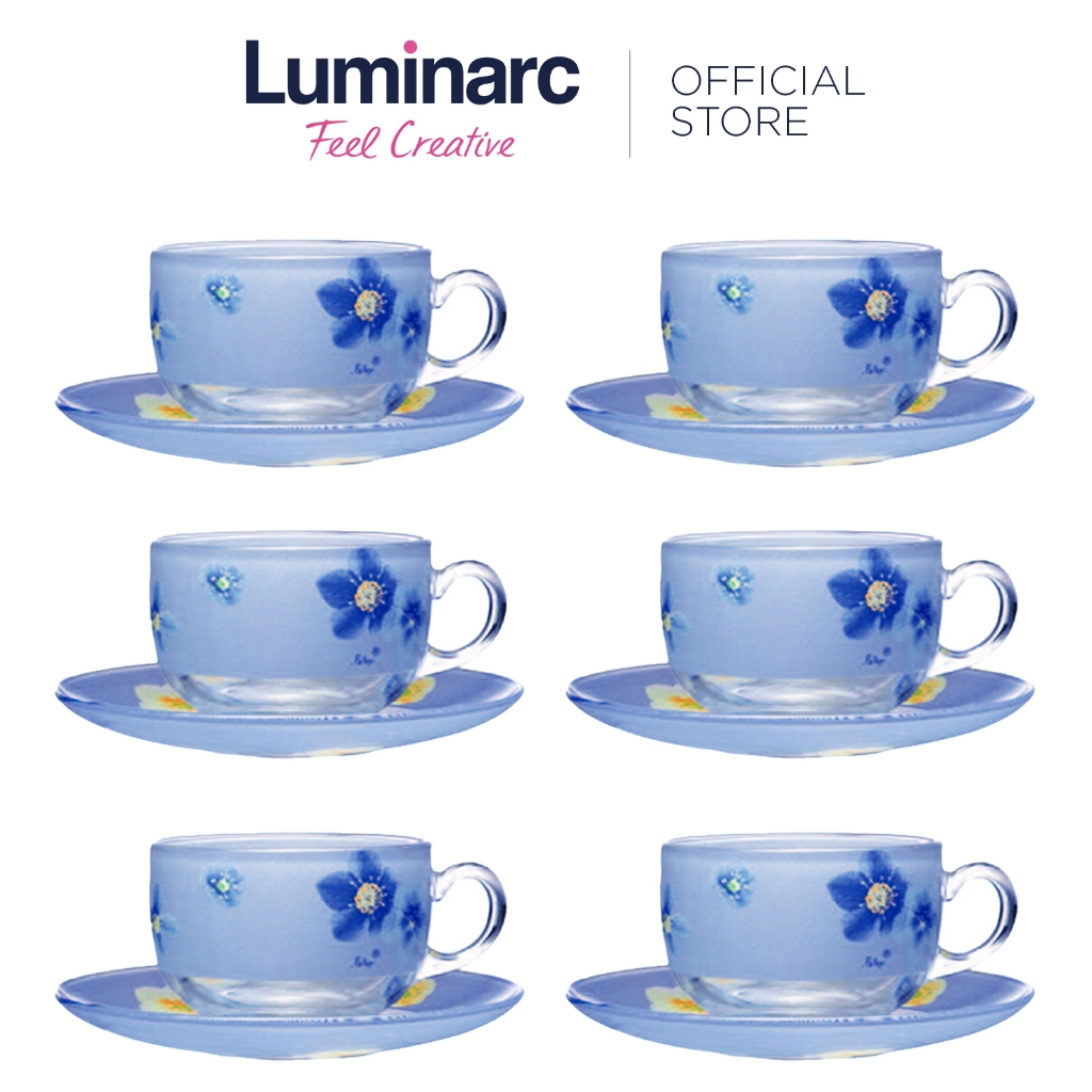 Luminarc Poeme Blue Microwaveable and Dishwasher Safe Tempered Glass ...