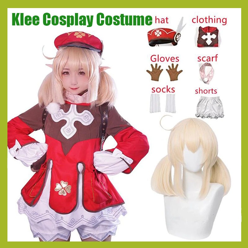 Genshin Klee Cosplay Costumes Girls Game Sets Loli Outfit Uniform Game ...