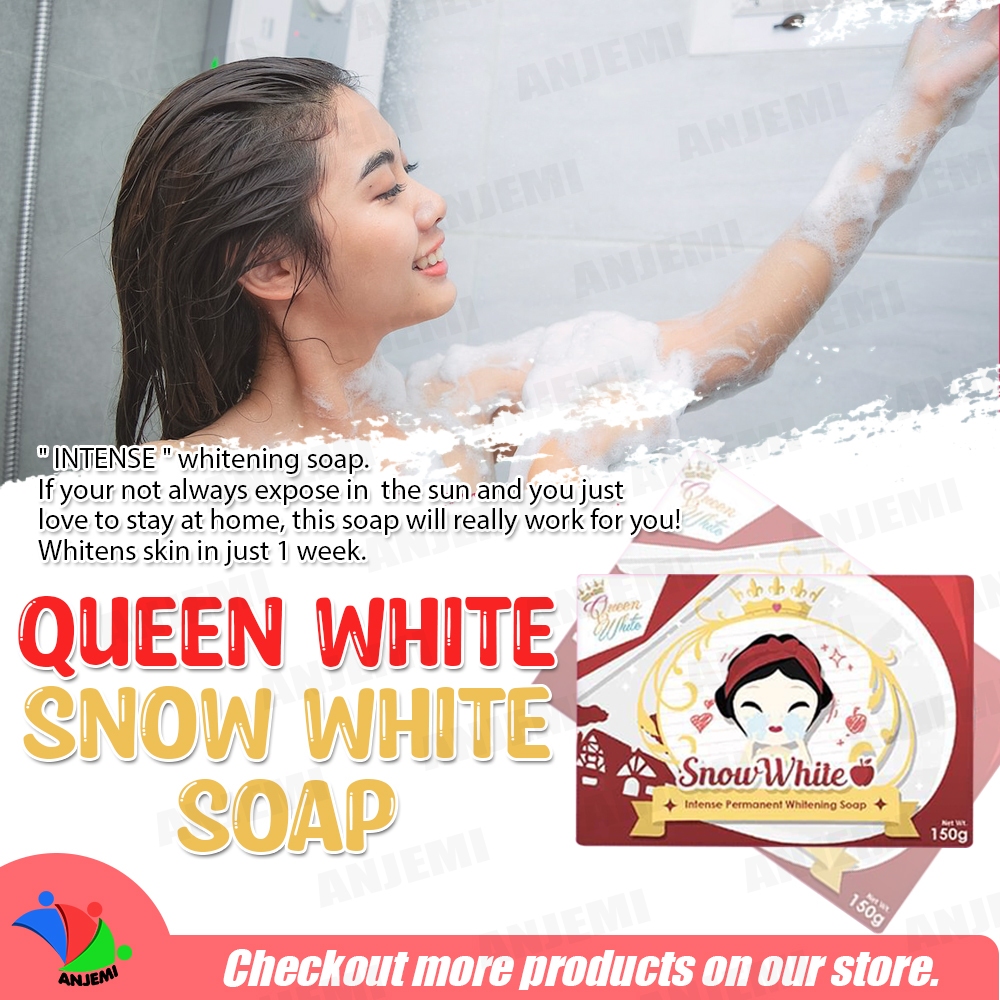 Queen White Snow white Soap 135g Intense permanent whitening with Acne ...