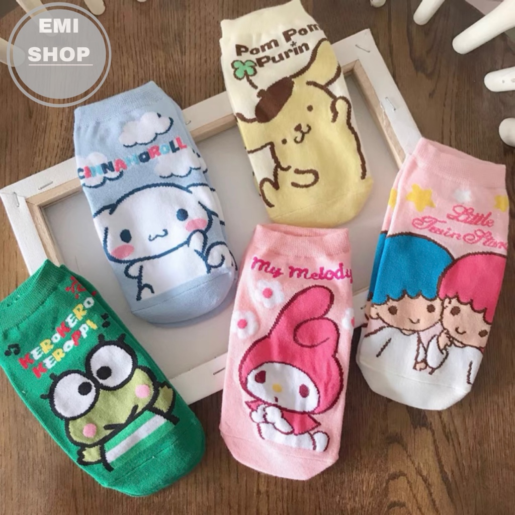 Emi 5Pairs Girls Korean fashion Hello kitty cartoon socks | Shopee ...