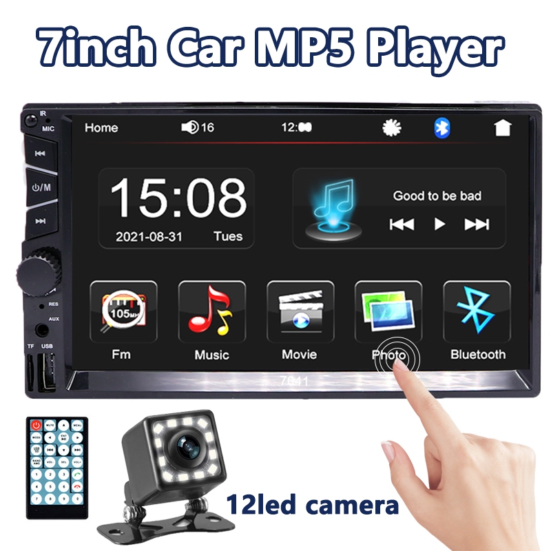 7041 2 Din 7 inch Car Stereo Audio Radio Bluetooth 7" Touch Screen ...