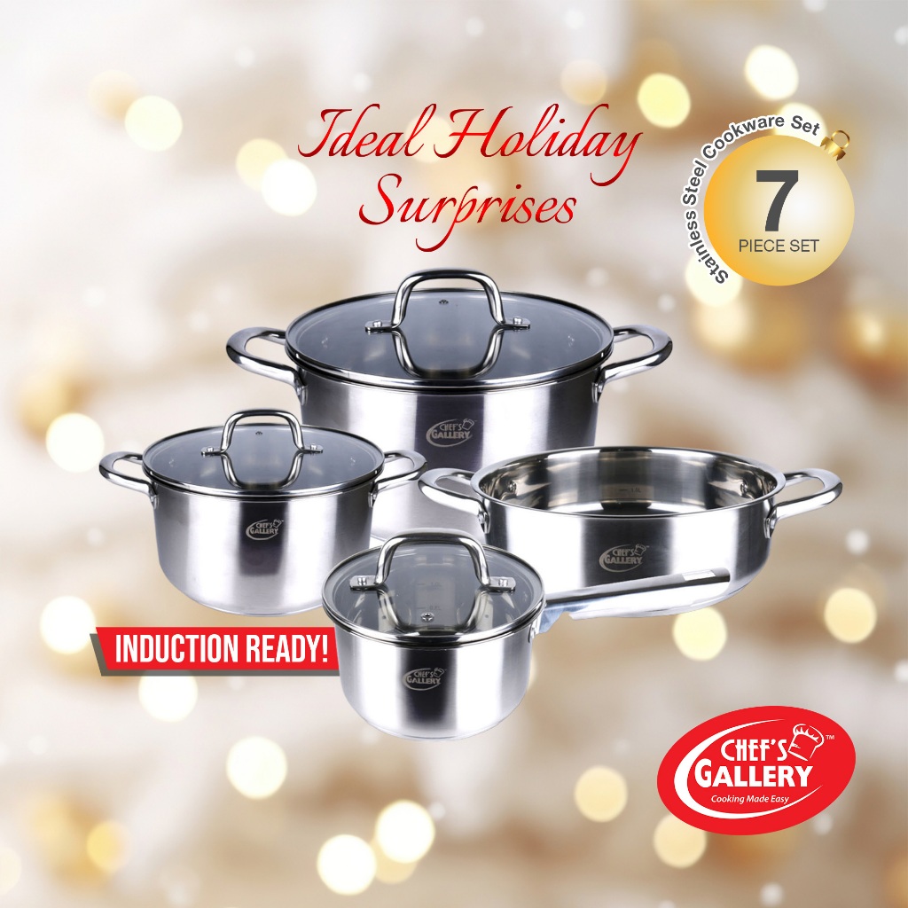Chef's Gallery Stainless Steel Cookware Set 7pcs | Shopee Philippines
