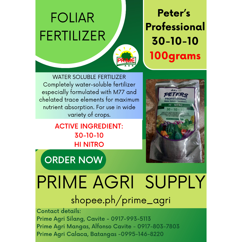 PETER'S PROFESSIONAL 30-10-10 HI-NITRO -FOLIAR FERTILIZER 100GRAMS ...