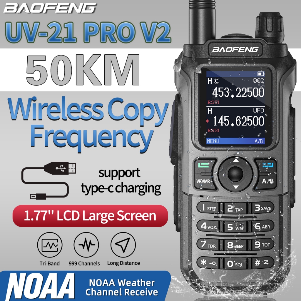 [Free Headset] Baofeng UV-21 Pro 10W Long Range Walkie Talkie Type c ...