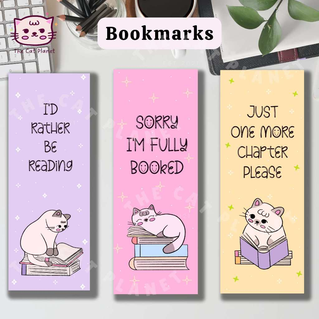 Cute Cat Bookmarks - With relatable quotes and in pastel color | by ...