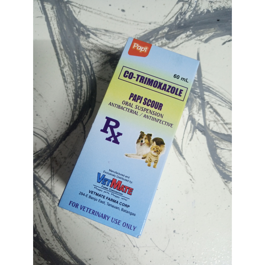 Papi Scour syrup 60 ml Anti Diarrhea for pet dogs & cats Co-Trimoxazole ...