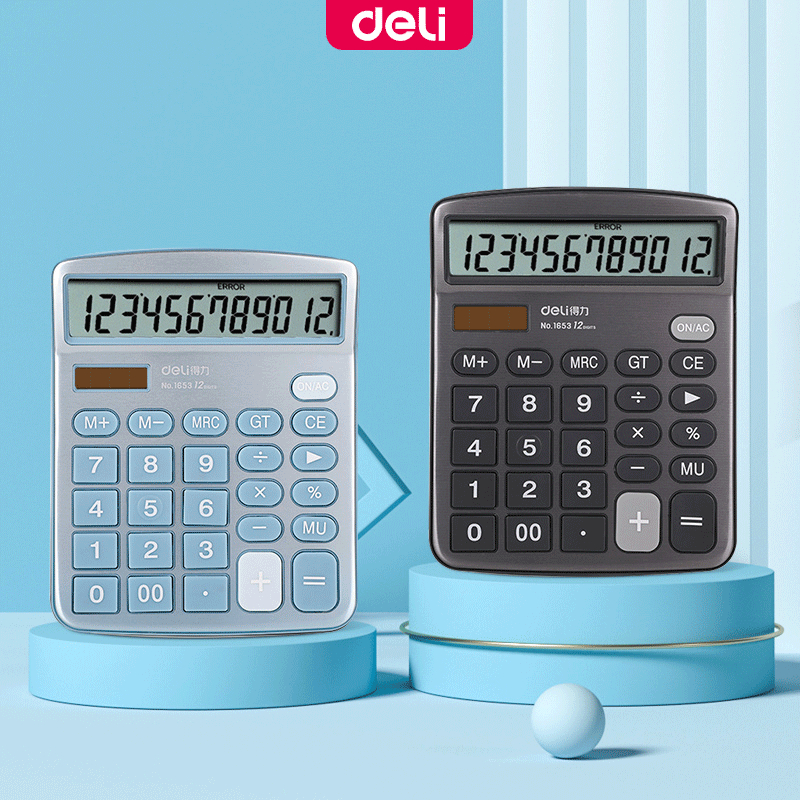 Deli 1653 Office Electronic Desktop Calculator Counter Solar & Battery ...