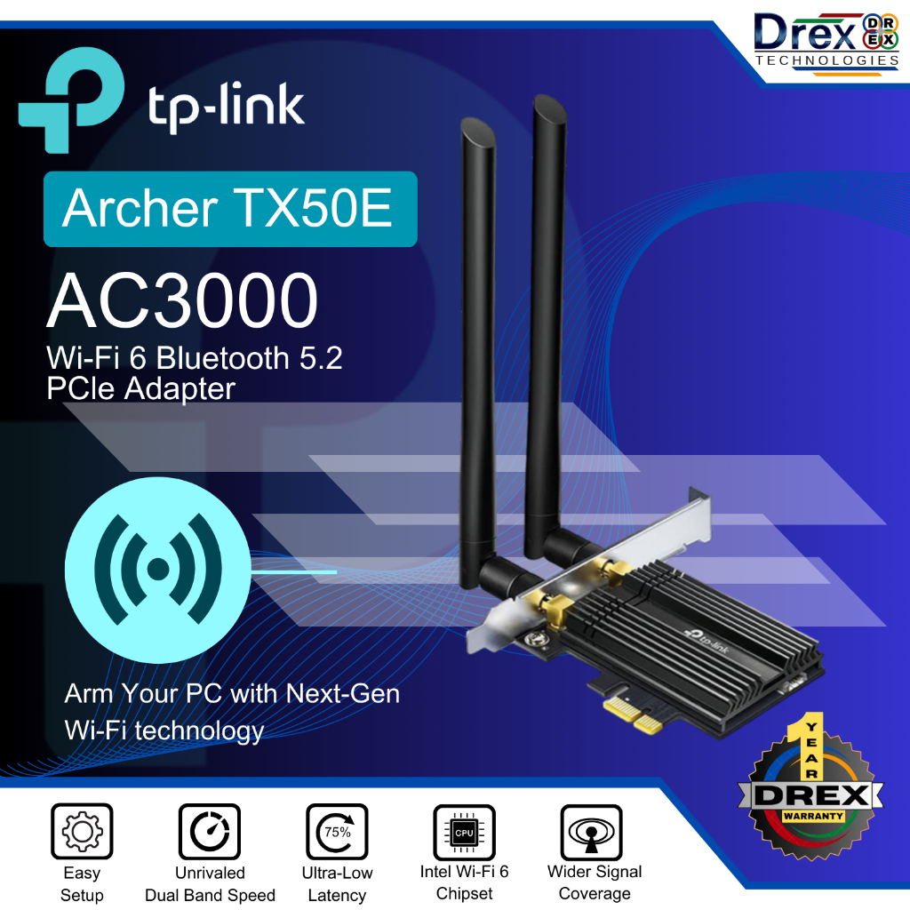 TP-Link Archer TX50E AX3000 Wi-Fi 6 Bluetooth 5.0 PCIe Adapter | Shopee ...