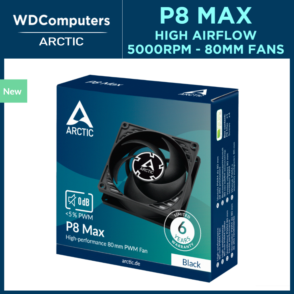 ARCTIC P8 MAX Computer & Server 8mm Case Fans. 5000 RPM Case and server ...
