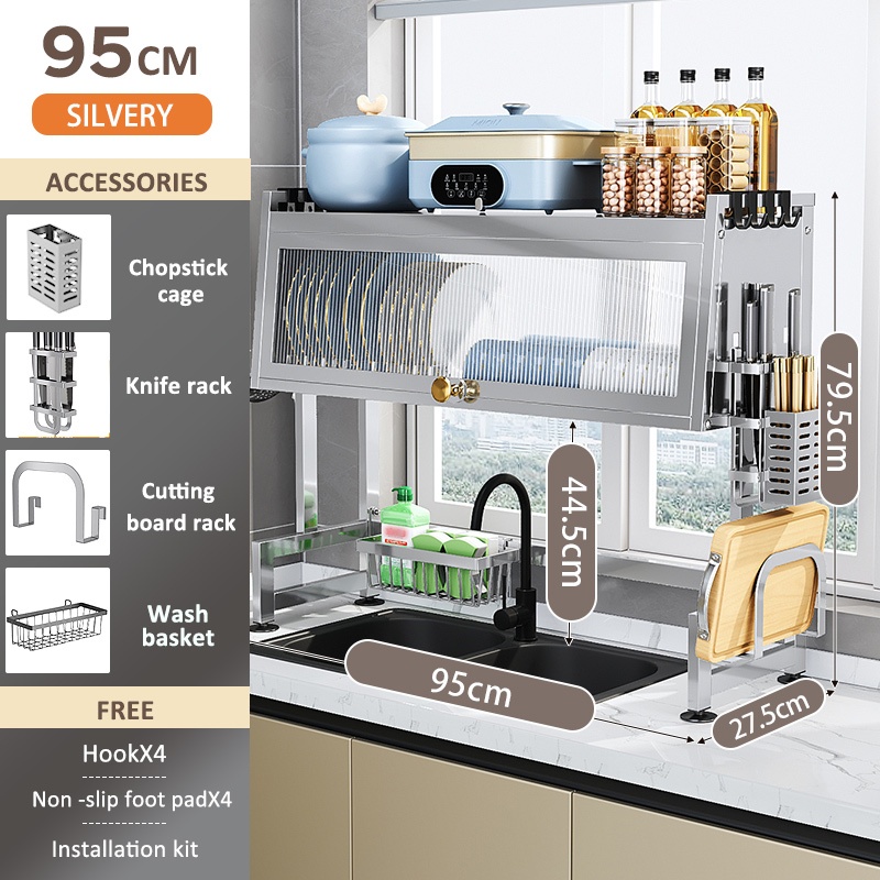 GSlife Stainless 304 Dish Rack Organizer with Cabinet Over Sink Dish ...