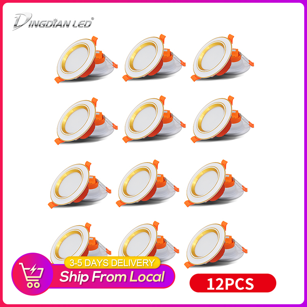 LED 220V 12 Packs 5W LED Pin Light LED for Ceiling Tricolor LED Lights ...