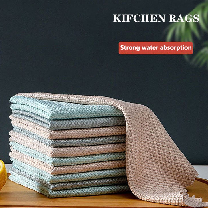 5PCS Home Kitchen Bathroom glass windows Fish Scale Rag Glass Mirror ...