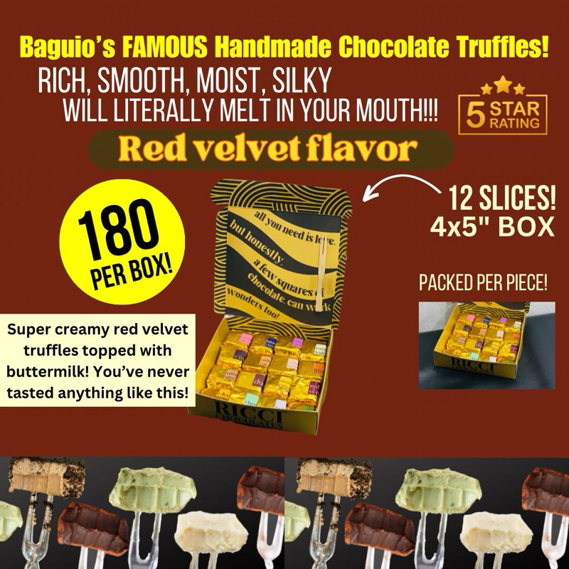 Ricci Red Velvet Premium Chocolate Truffles 1 Box 16 Slices BESTSELLER ...