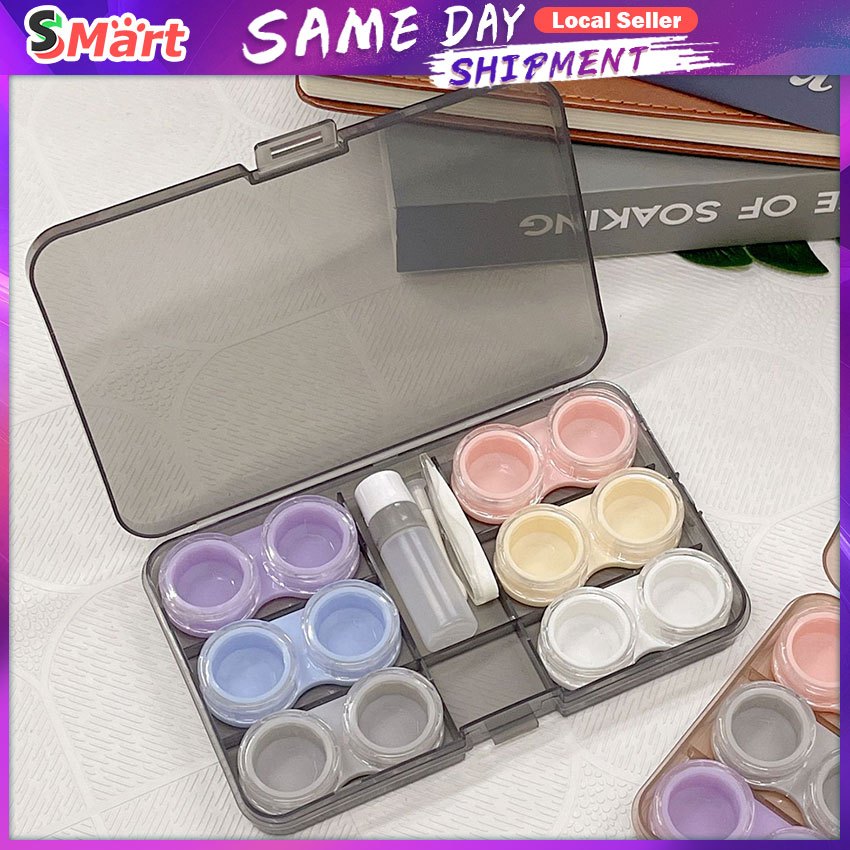 6 Pairs Portable Transparent Contact Lens Case Box Set Travel Contact ...