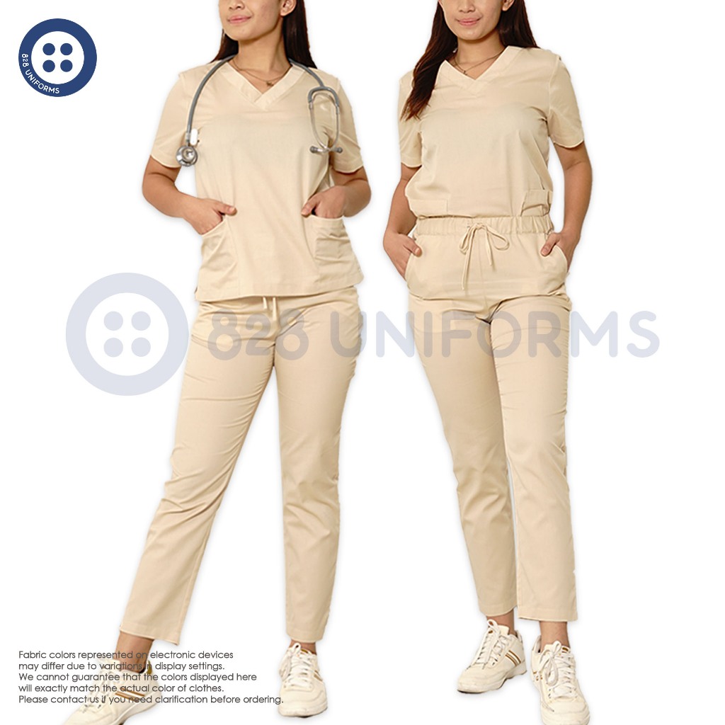 828 Uniforms VENUS Ladies' Scrub Suits V-Neck-Sand | Shopee Philippines