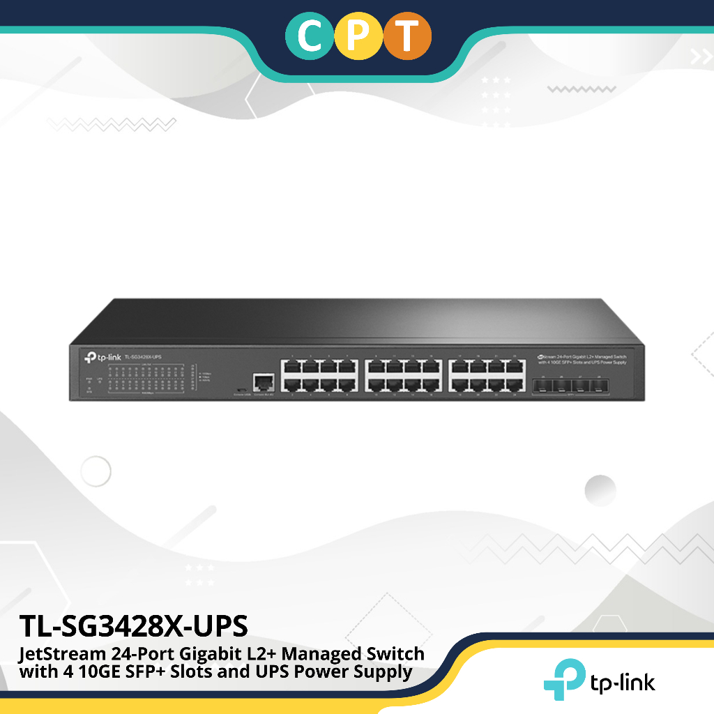 TP-Link TL-SG3428X-UPS JetStream 24-Port Gigabit L2+ Managed Switch w ...