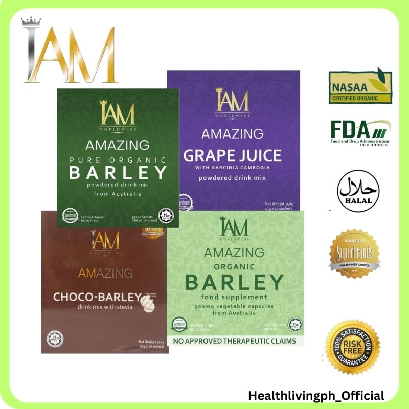 I AM amazing pure organic barley (powder, capsule, choco barley, Black ...