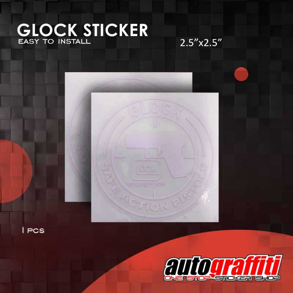 Glock Logo Decal 2.7x2.7" (White, Black and Chrome Gold) Sticker ...