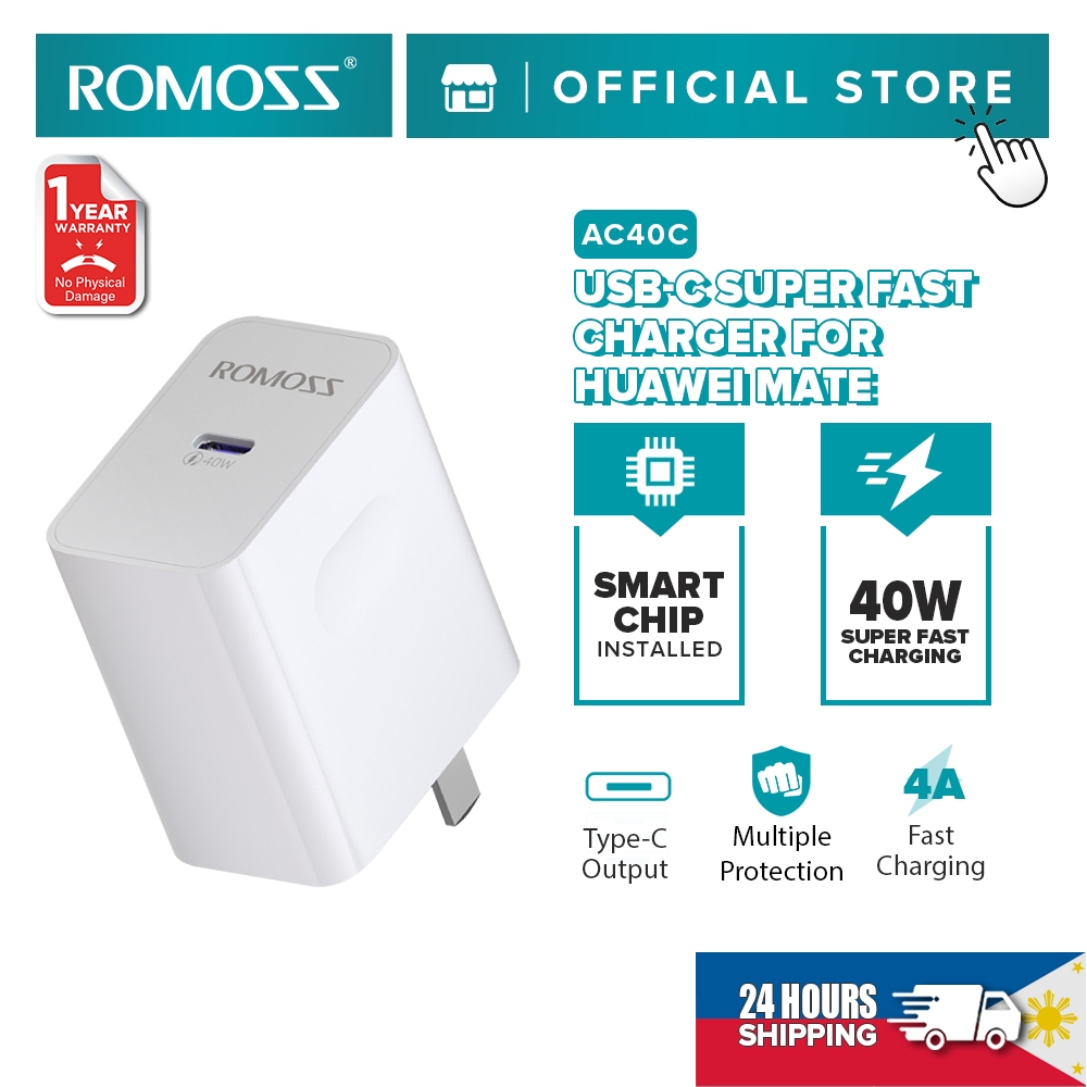 Romoss AC40C 40W GAN USB-C Fast Charger Adapter Type C Wall Plug ...