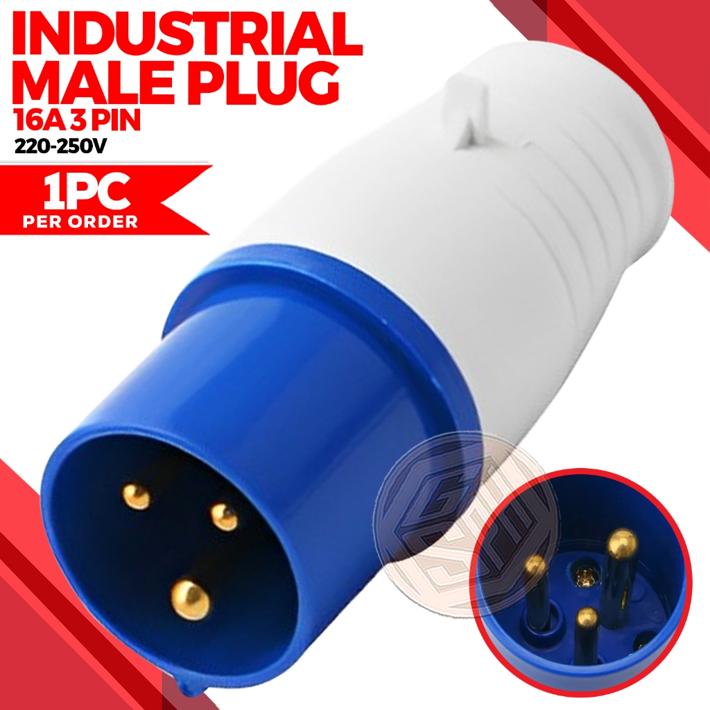 16A Industrial Plug 2P+E IP44 Electrical Connector Male Waterproof ...
