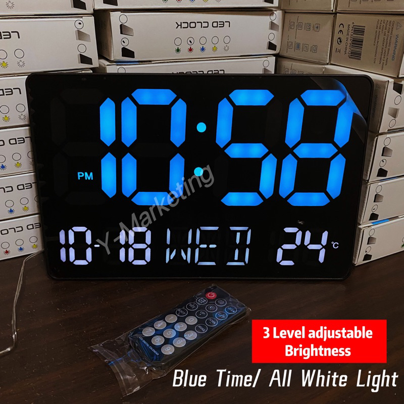 2617 LED LARGE Display Digits Remote Control Alarm Clock Wall-Hang ...