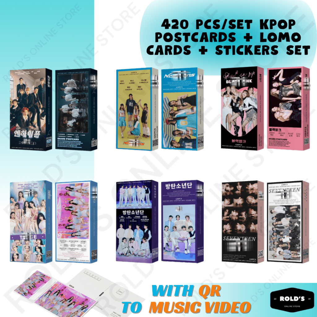 [420pcs/set] KPOP Postcards + Lomo cards + Stickers Set w/ QR to Music ...
