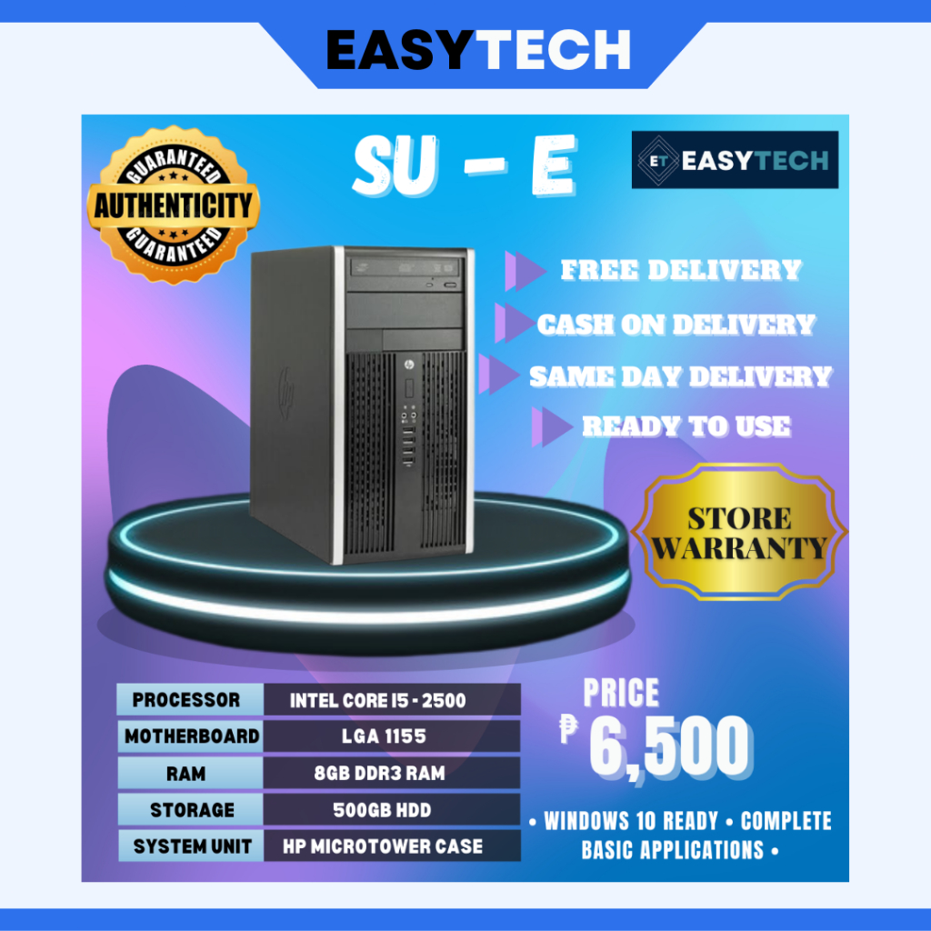 EASYTECH | SU - E Intel Core i5 - 2500 8GB RAM 500GB HDD (System Unit ...