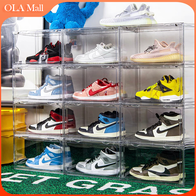 OLA Acrylic Shoe box Magnetic Stackable Magnetic Shoe box Transparent ...