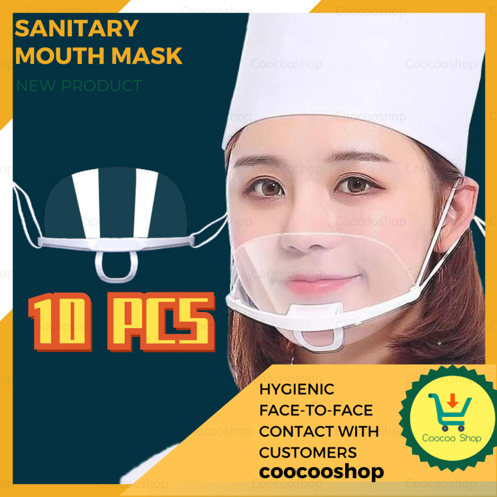 10Pcs Food Sanitary Mouth Mask Cooking Guard Reusable Shield Protection ...