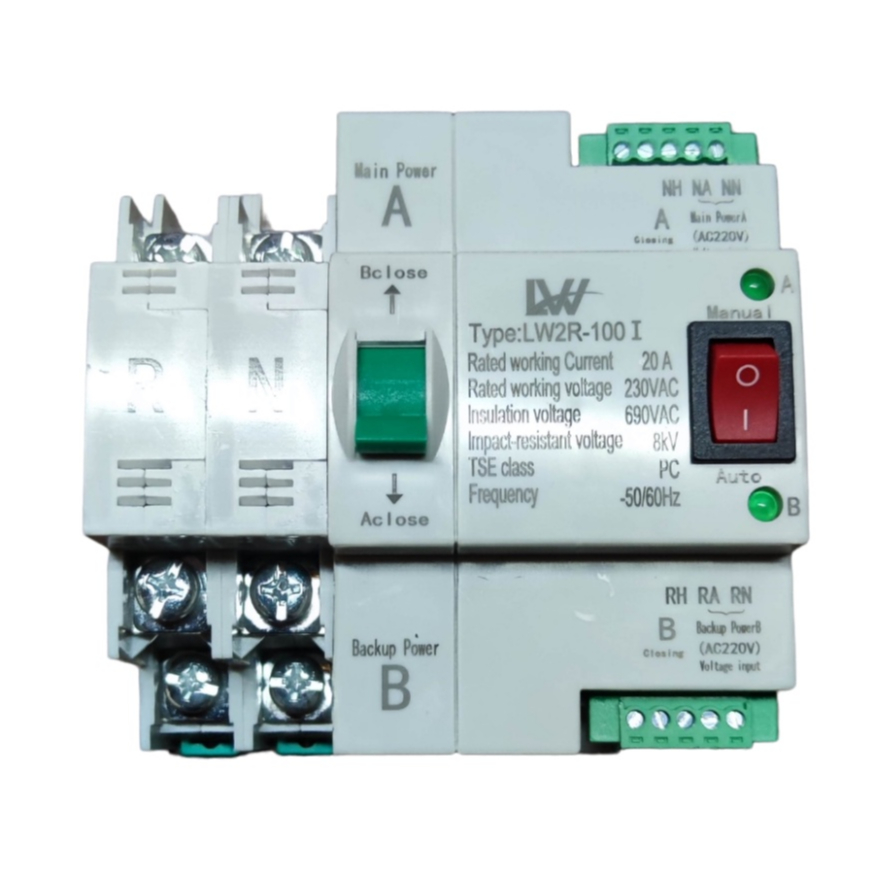 GRIPPES Automatic Transfer Switch 20A 2Pole Single Phase, ATS 20A 2P ...