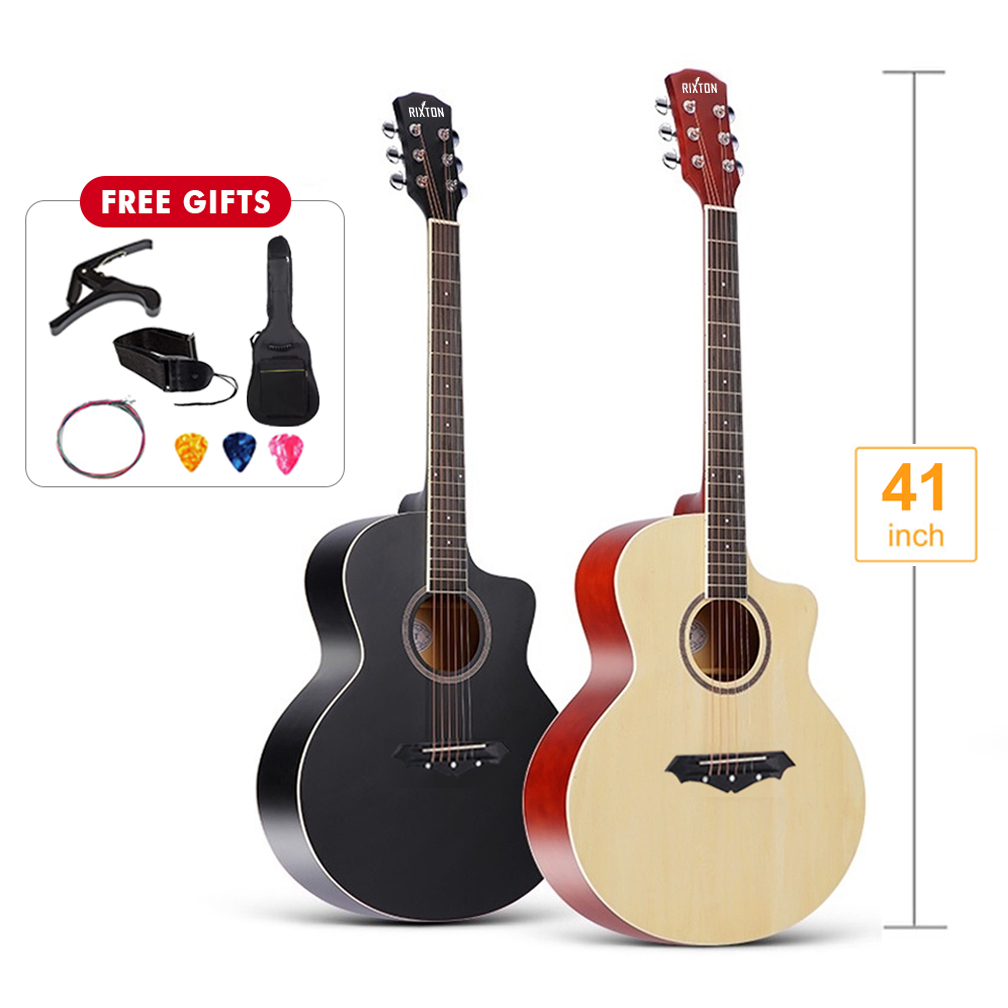 RIXTON Acoustic Guitar For Beginners Full Set With Capo Bag String ...