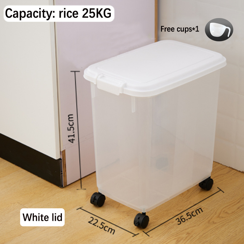 Kitchen rice bucket with lid large capacity rice dispenser food ...