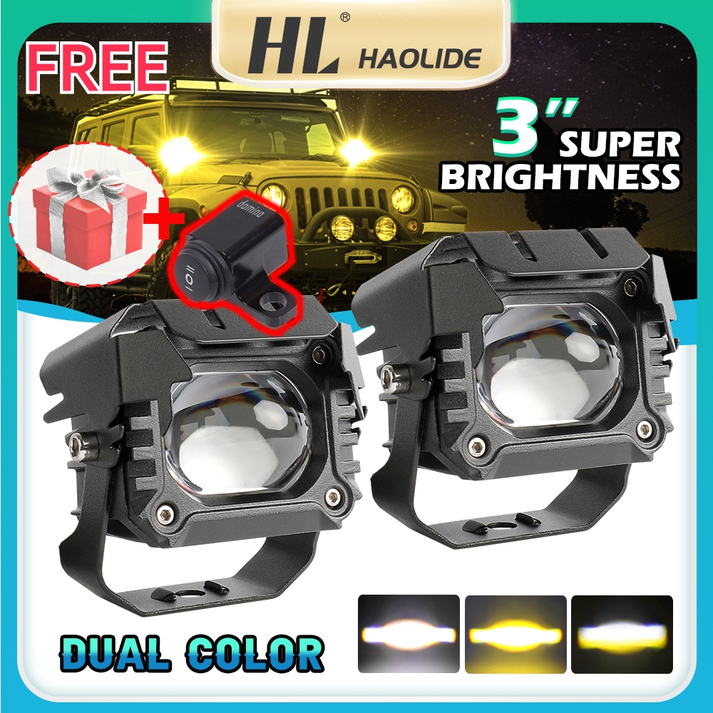 HL Car Motorcycle Spotlight Mini Driving LED Light High & Low White ...