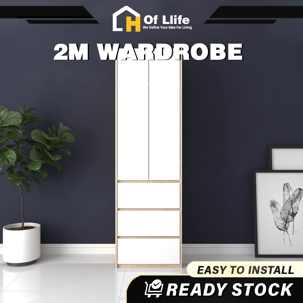 2 Door Wardrobe 3 Drawer Bigger Size (200cm Height) | Shopee Philippines