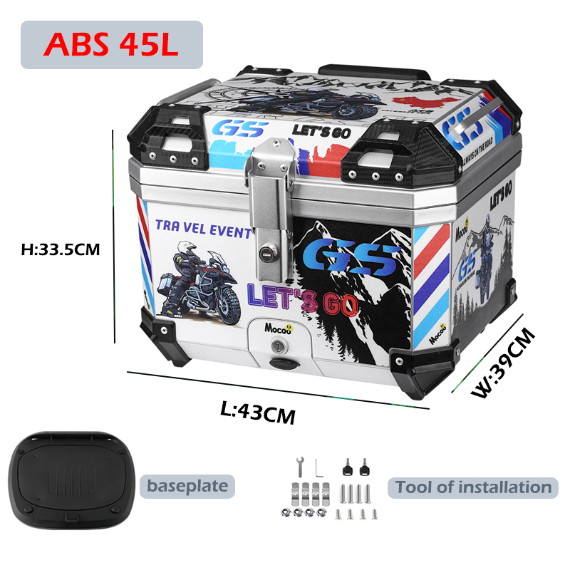 Top box for motorcycle alloy top box 45 liters large-capacity trunk PP ...
