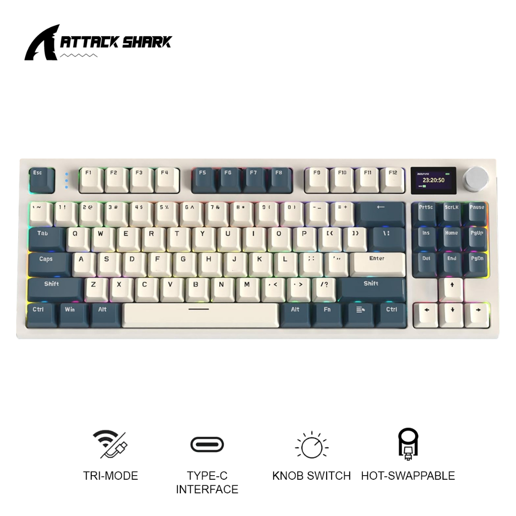 Attack Shark K86 75% Mechanical Keyboard Tri-Mode Blue Whale Switch ...